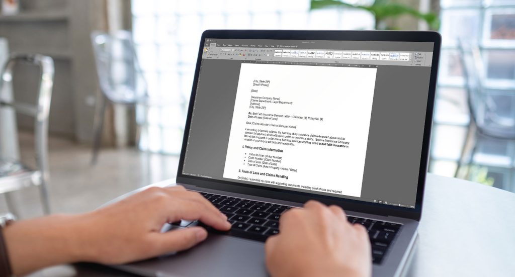 Bad-Faith Insurance Demand Letter Template